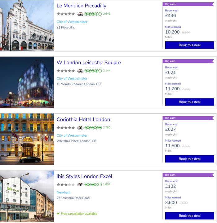 hotels-for-miles-earn-miles-promotion-london | Verylvke